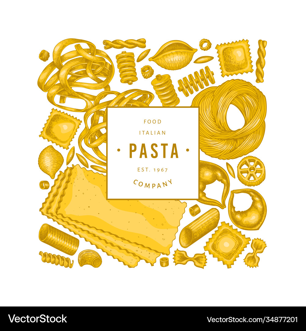Italian pasta design template hand drawn food Vector Image