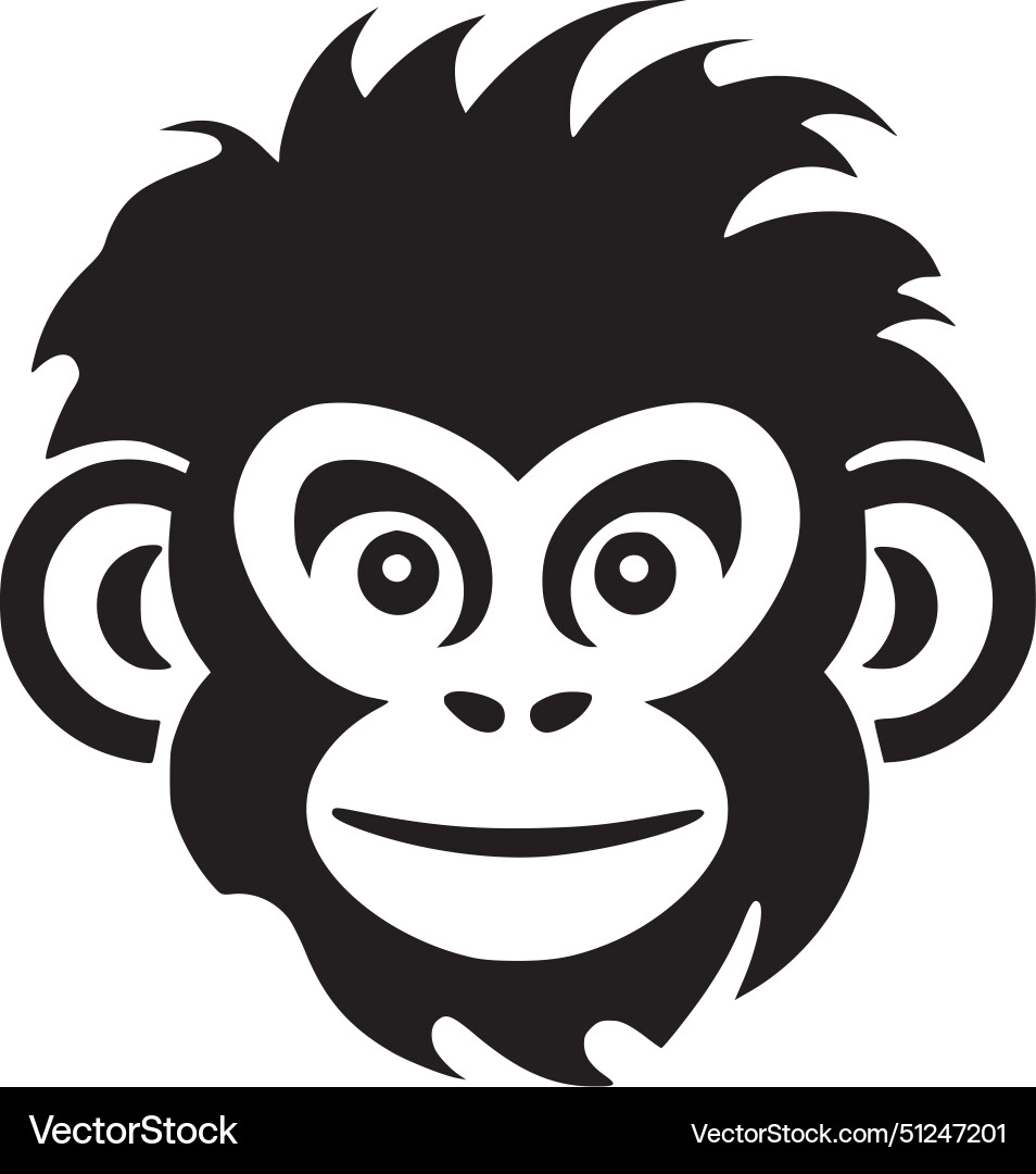 Monkey - black and white Royalty Free Vector Image