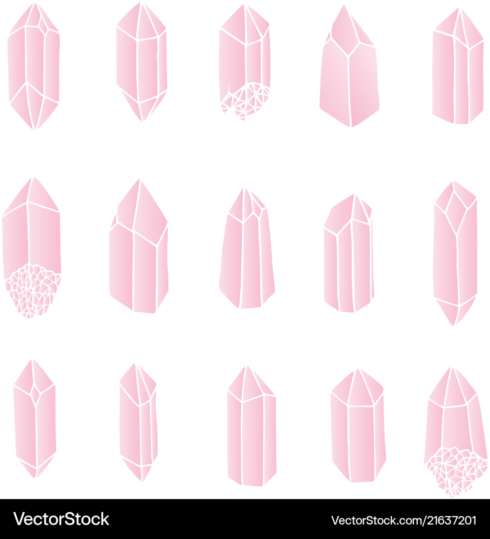 Rose Quartz Crystal Set - Pink Gems Royalty Free Vector