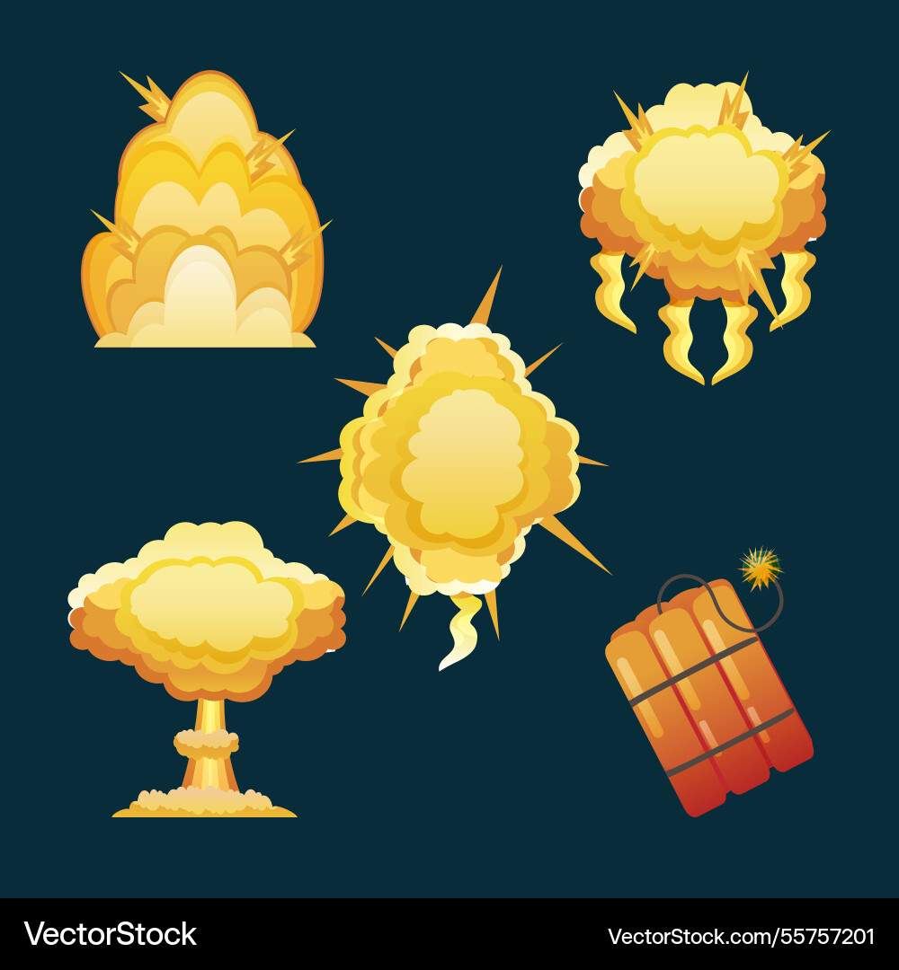 Set of bomb explosion effects Royalty Free Vector Image
