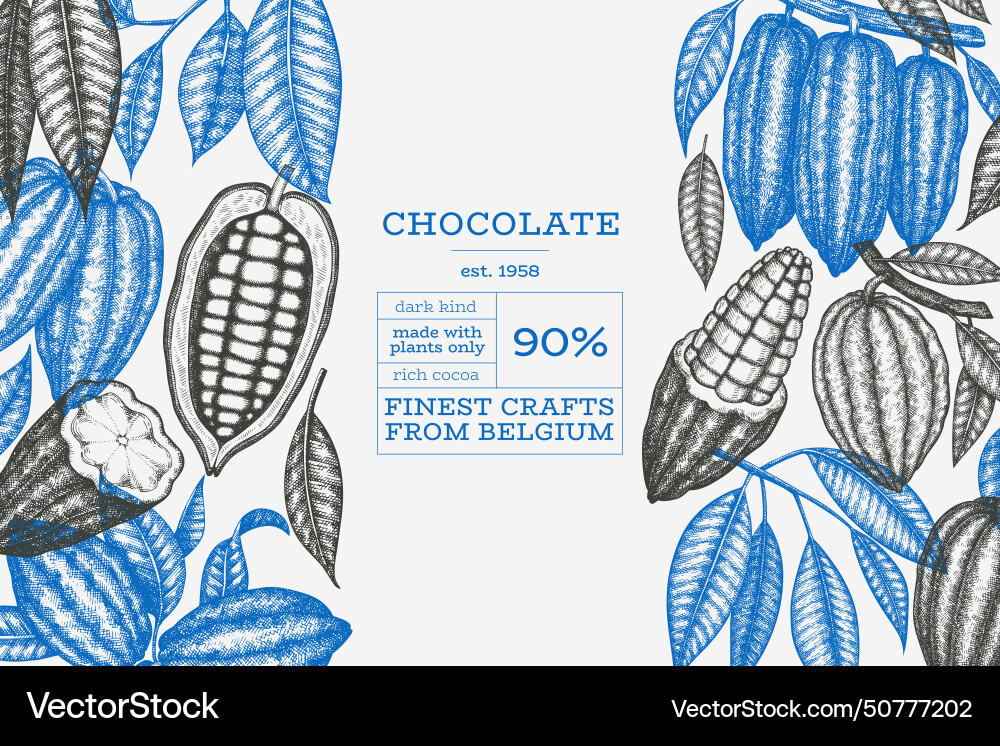 Cocoa banner template chocolate retro cocoa beans Vector Image