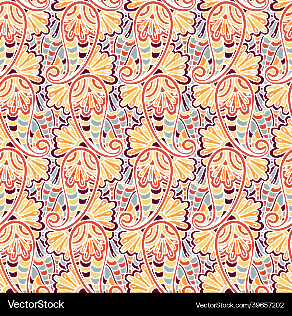 Colorful Paisley Textile Pattern – Free Vector | VectorStock