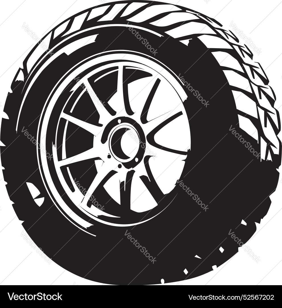 Ebony spin stylish tire wheel logo titan Vector Image