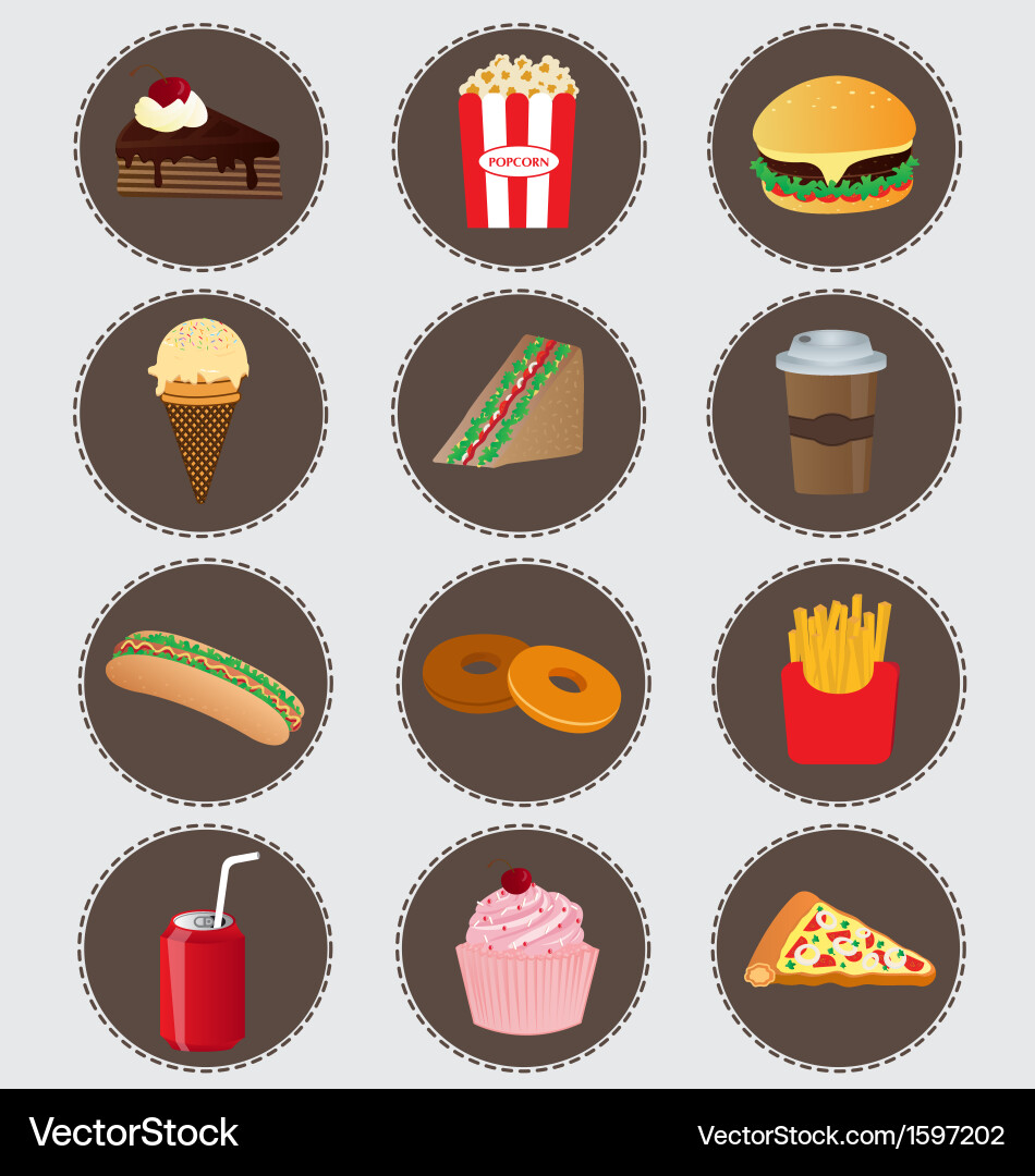 Fast Food Icons Set Royalty Free Vector Image - VectorStock