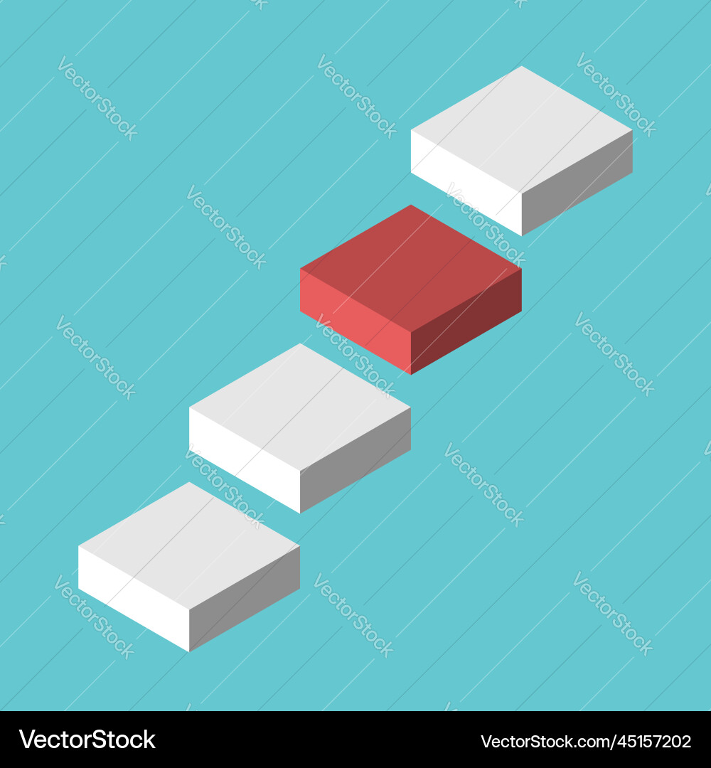 Isometric red next step Royalty Free Vector Image