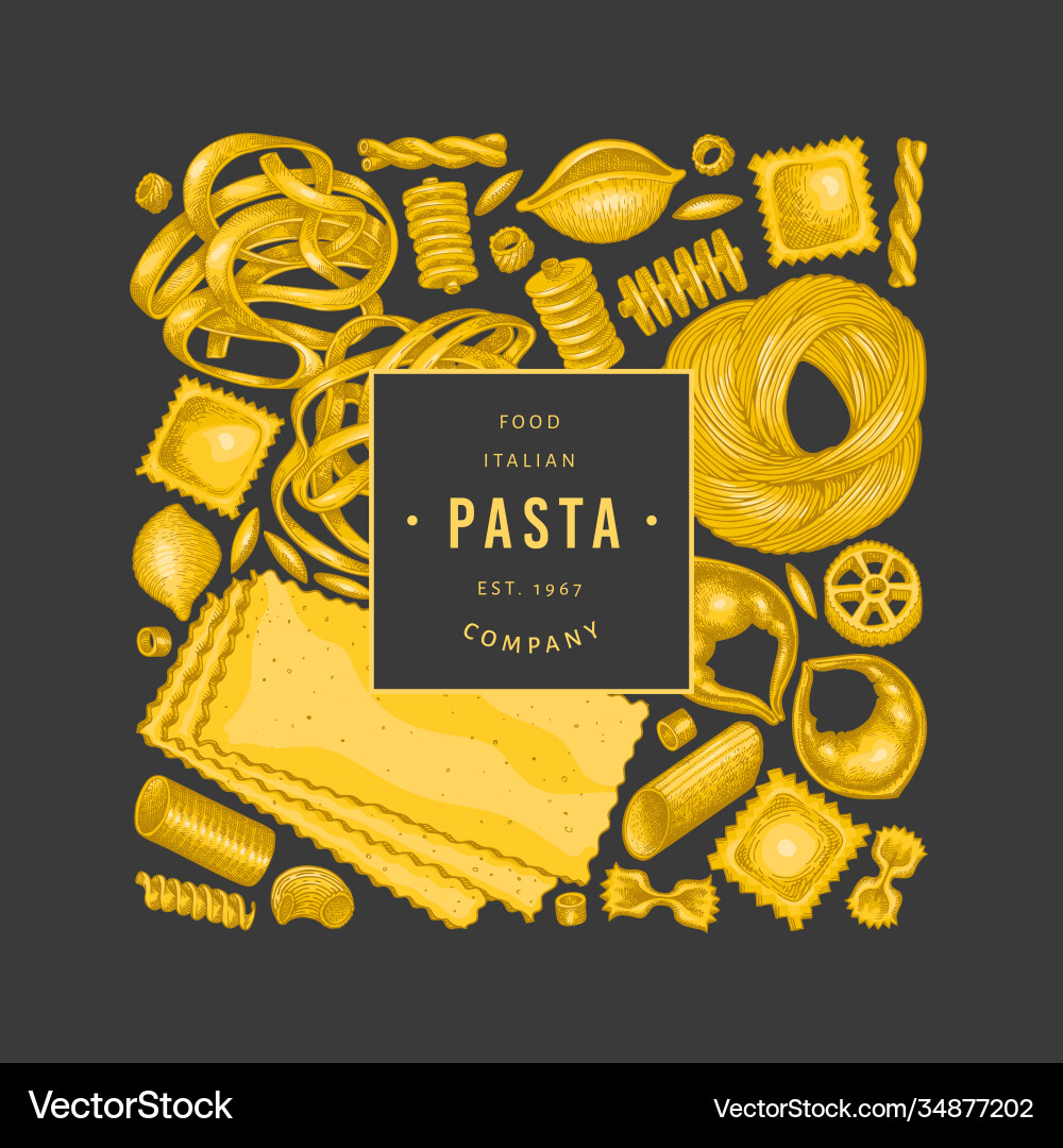 Italian pasta design template hand drawn food Vector Image