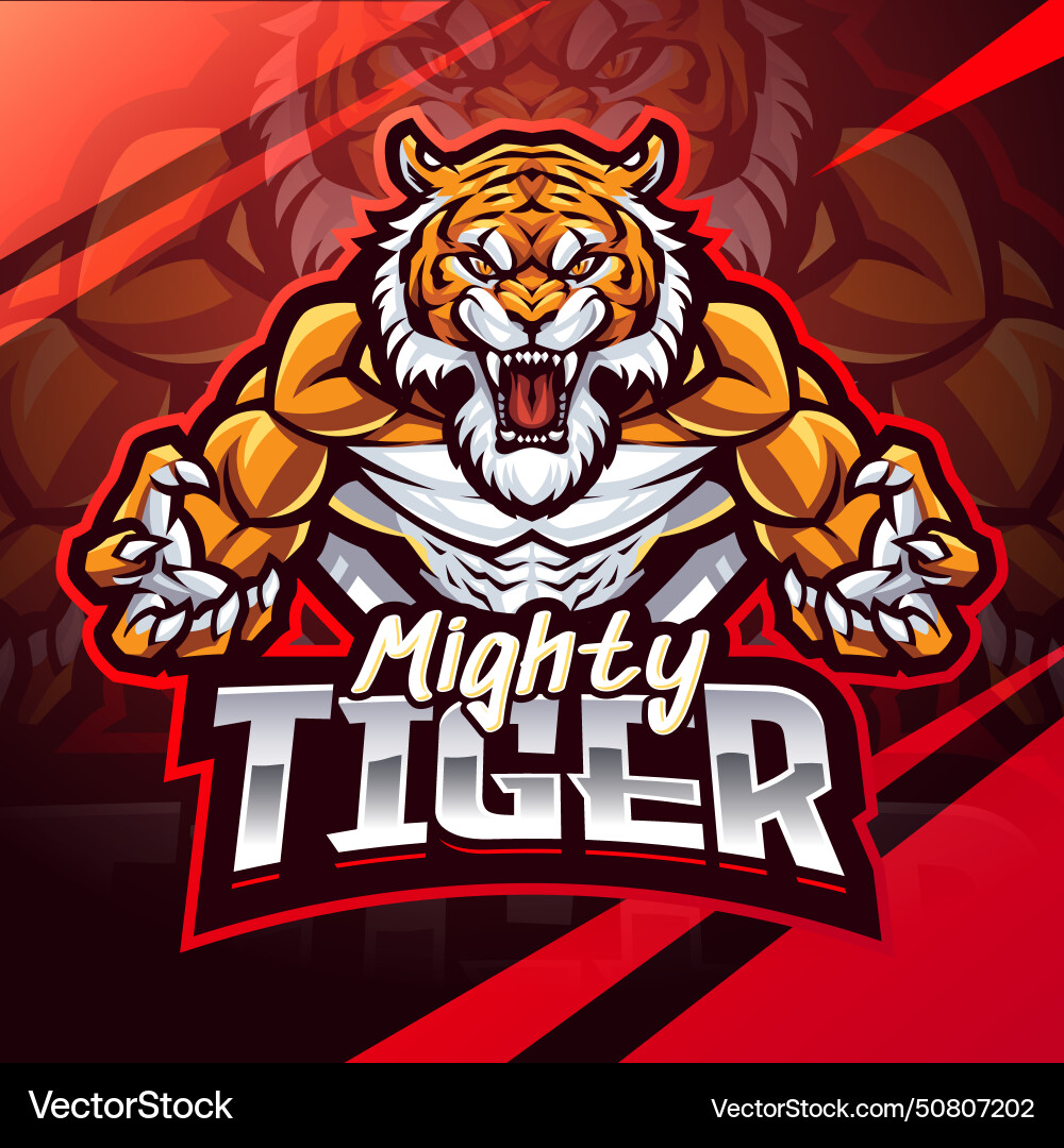 Mighty tiger esport mascot logo design Royalty Free Vector