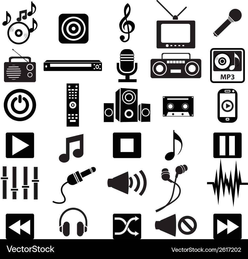 Musik Icon Set Lizenzfreies Vektorbild - VectorStock