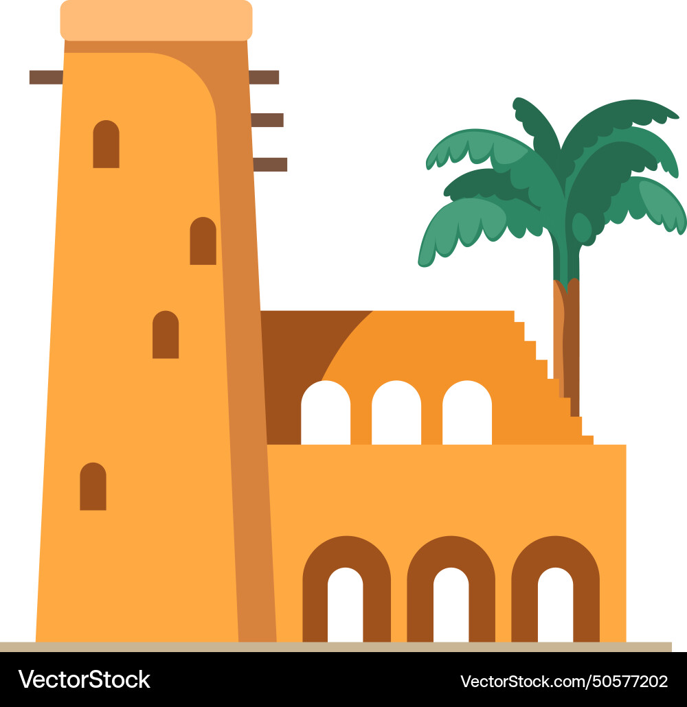 Muslim authentic oriental mud bricks architecture Vector Image