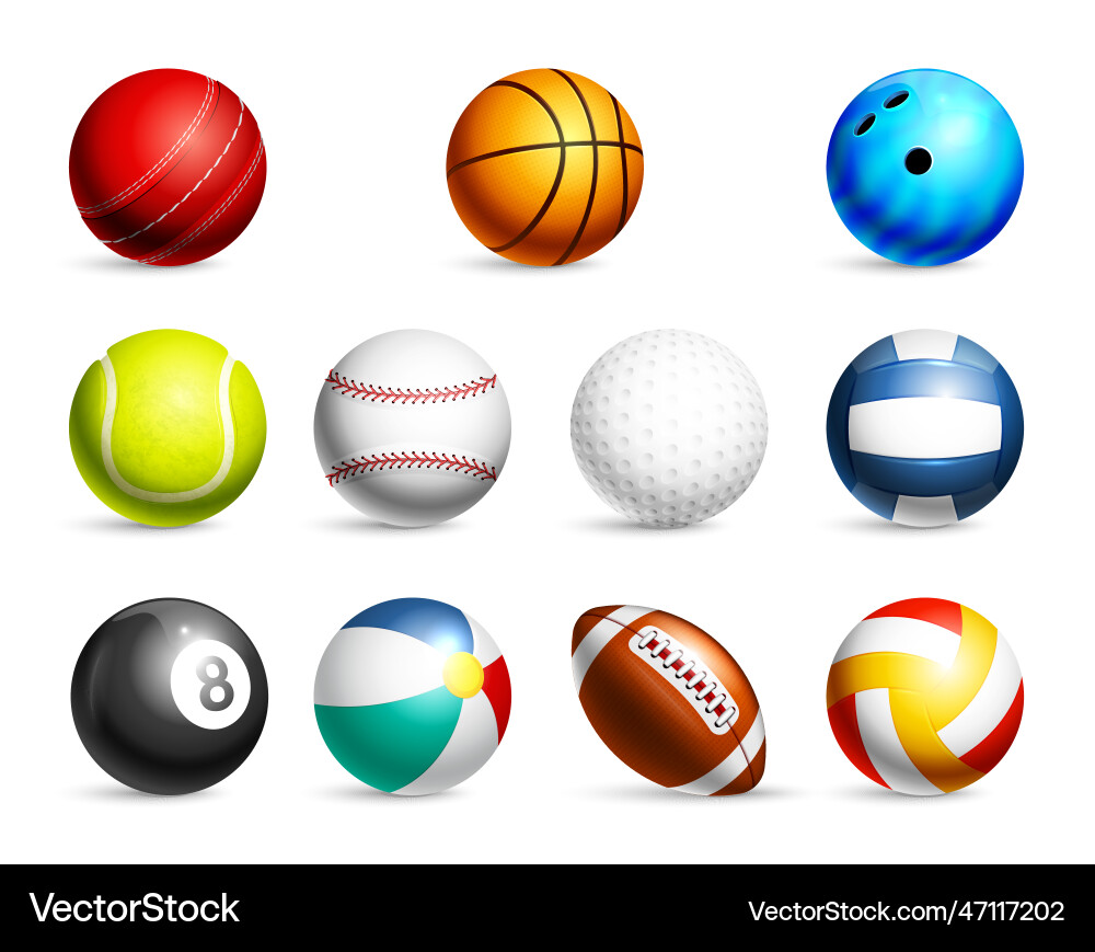 Realistic sport ball icon set Royalty Free Vector Image