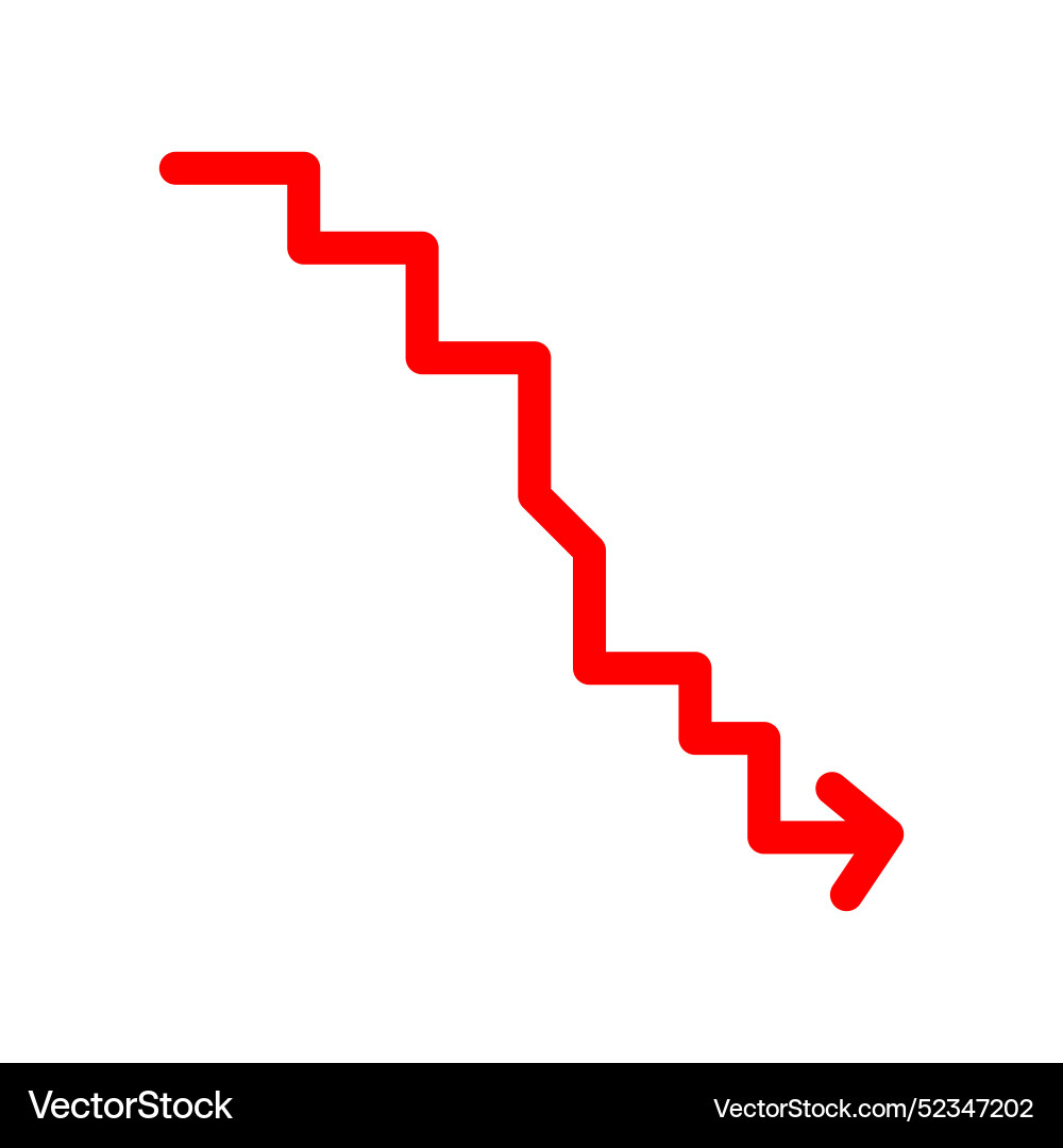 Red down arrow icon design in filled and outlined Vector Image