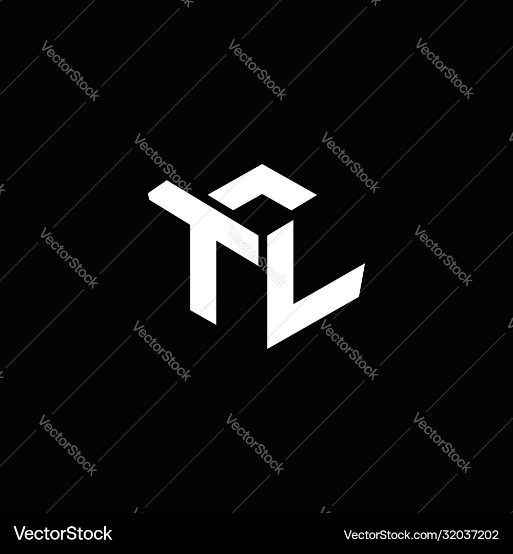 Tl logo monogram with emblem style ribbon design Vector Image