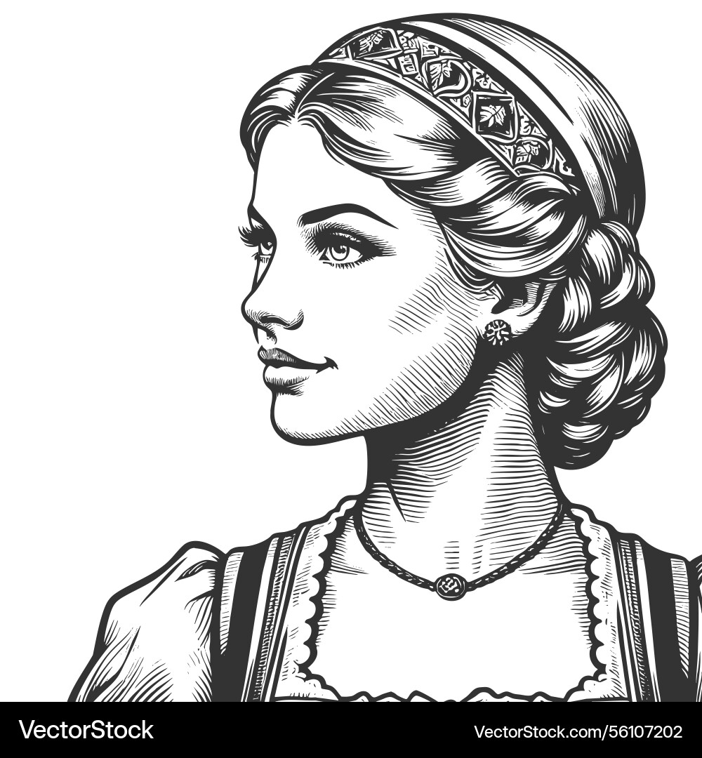 Traditional polish woman engraving Royalty Free Vector Image