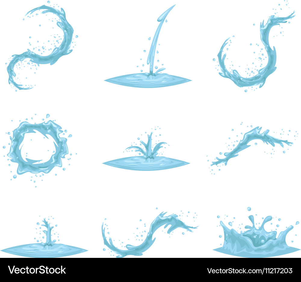 Flowing water splash drop wave whirlpool vortex Vector Image