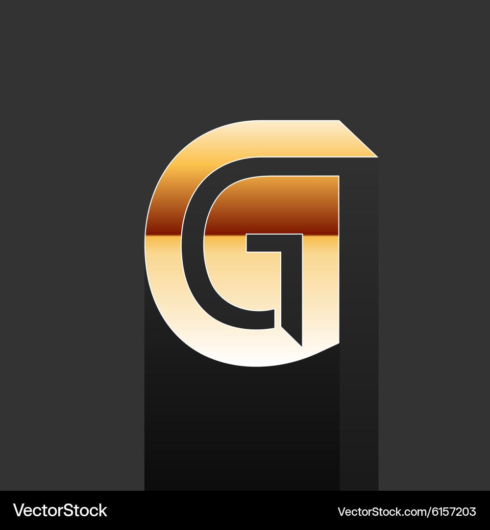 Gold letter g shape logo element Royalty Free Vector Image