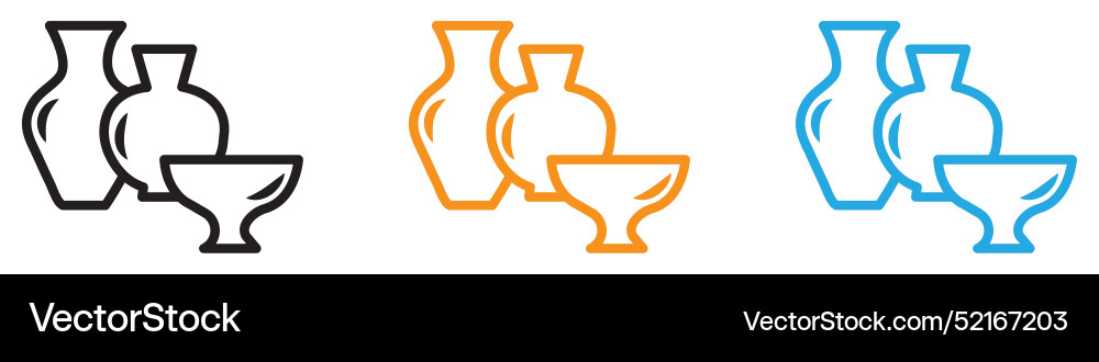 Handmade pottery icon logo set collection for web Vector Image