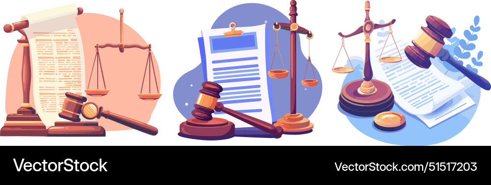 Justice cartoon concepts judges gavel Royalty Free Vector
