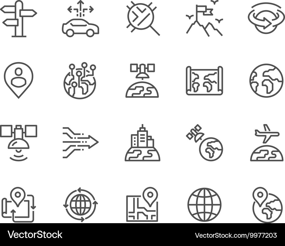 Line global navigation icons Royalty Free Vector Image