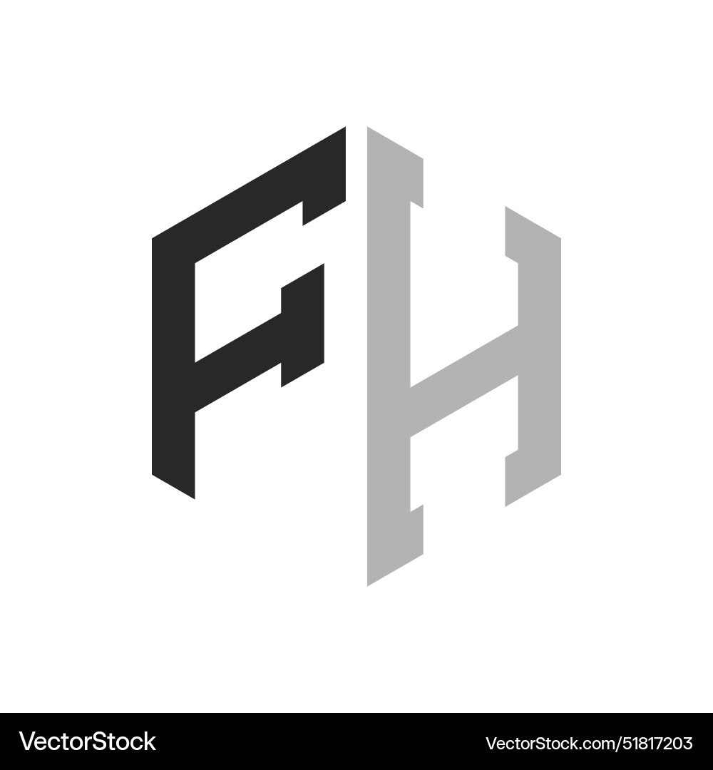 Modern unique hexagon letter fh logo design Vector Image