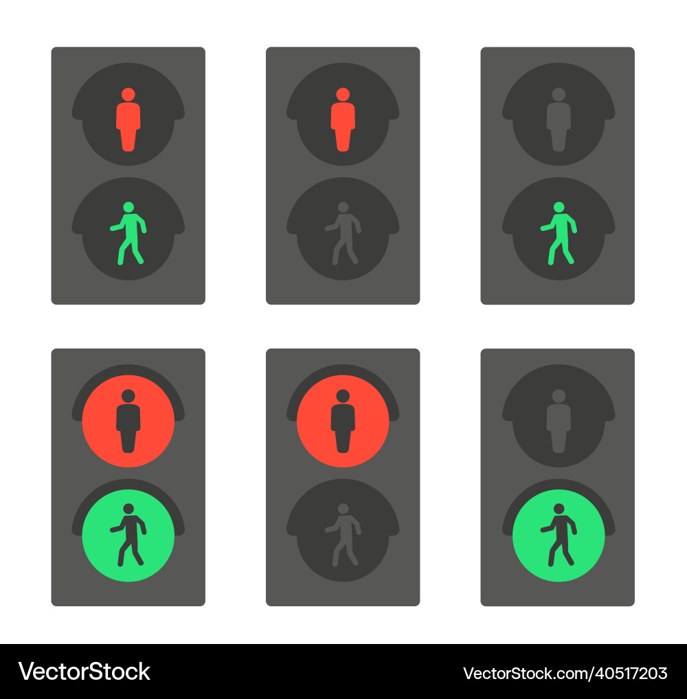 Pedestrian traffic light with red and green man Vector Image