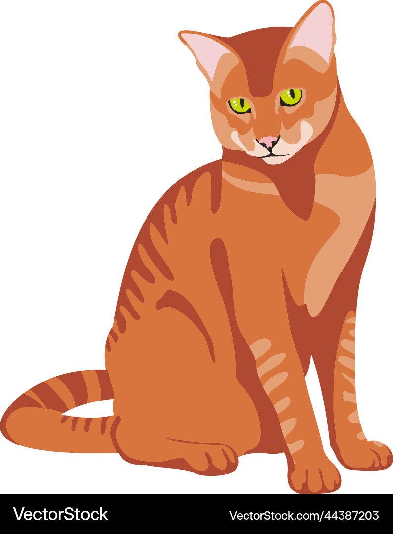 Red fur striped cat cartoon kitten icon Royalty Free Vector