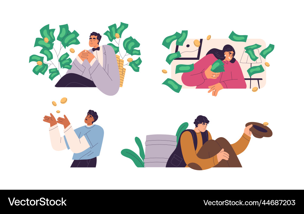 Rish and poor people wealthy millionaires Vector Image