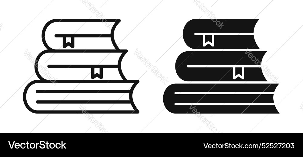 Stack of books thin line icon set Royalty Free Vector Image