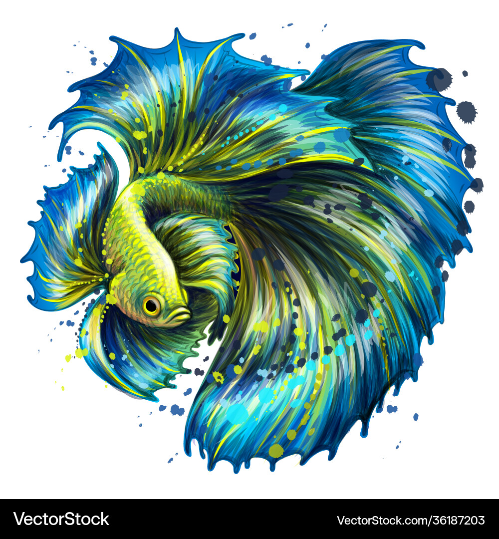Tropical fish color graphic portrait Royalty Free Vector