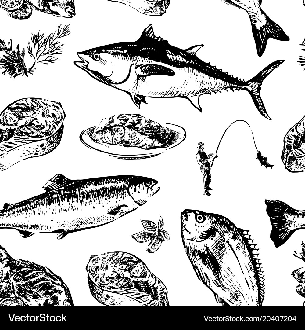 Fish seamless pattern Royalty Free Vector Image