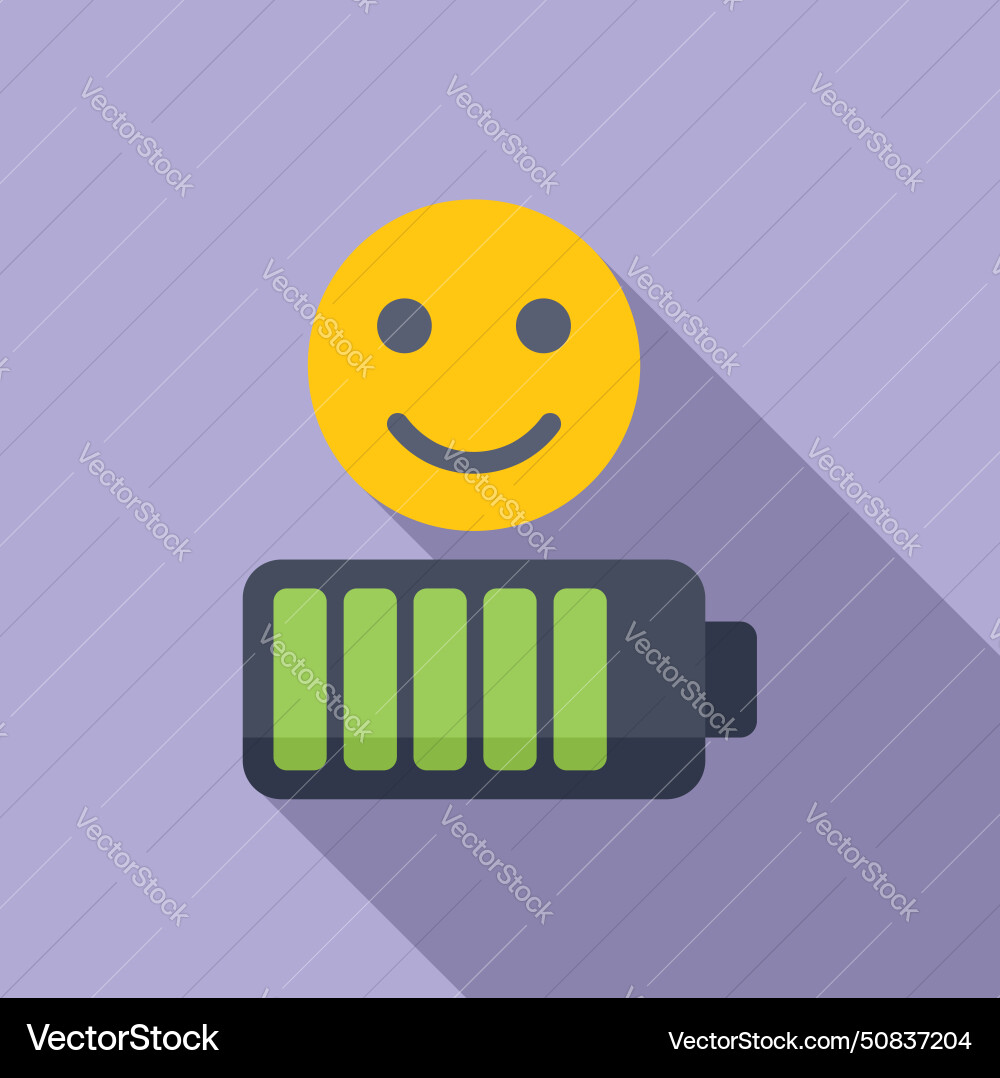 Full battery level emoji icon flat grin Royalty Free Vector