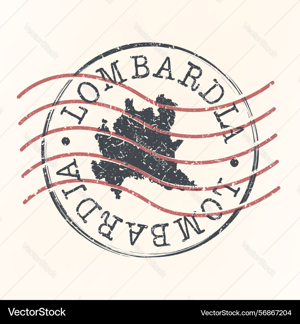 Lombardy italy stamp postal map Royalty Free Vector Image