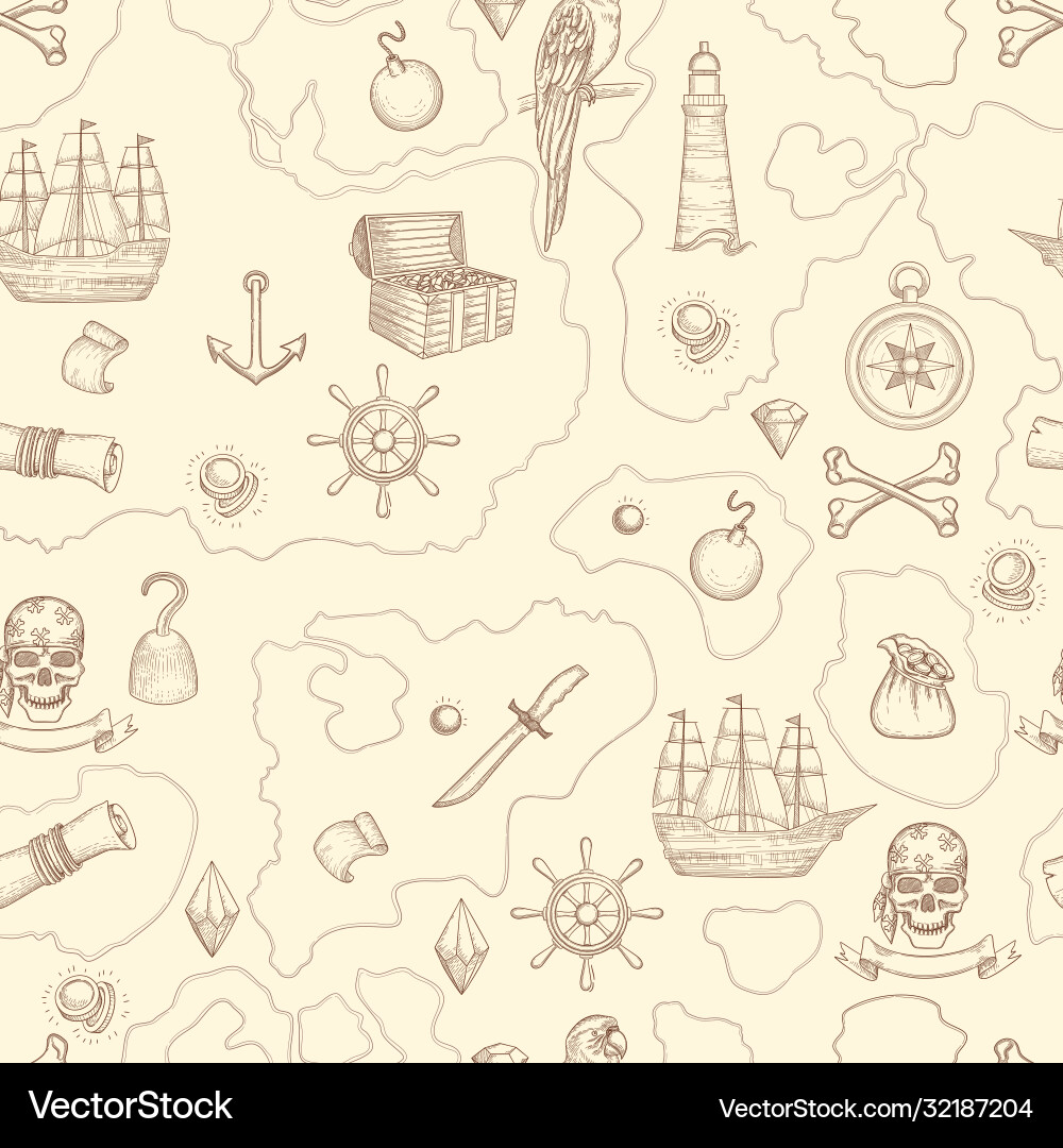 Nautical Pirate Map - Vintage Adventure Royalty Free Vector