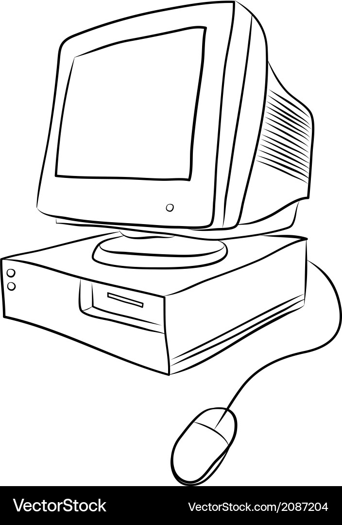 Old desktop computer Royalty Free Vector Image