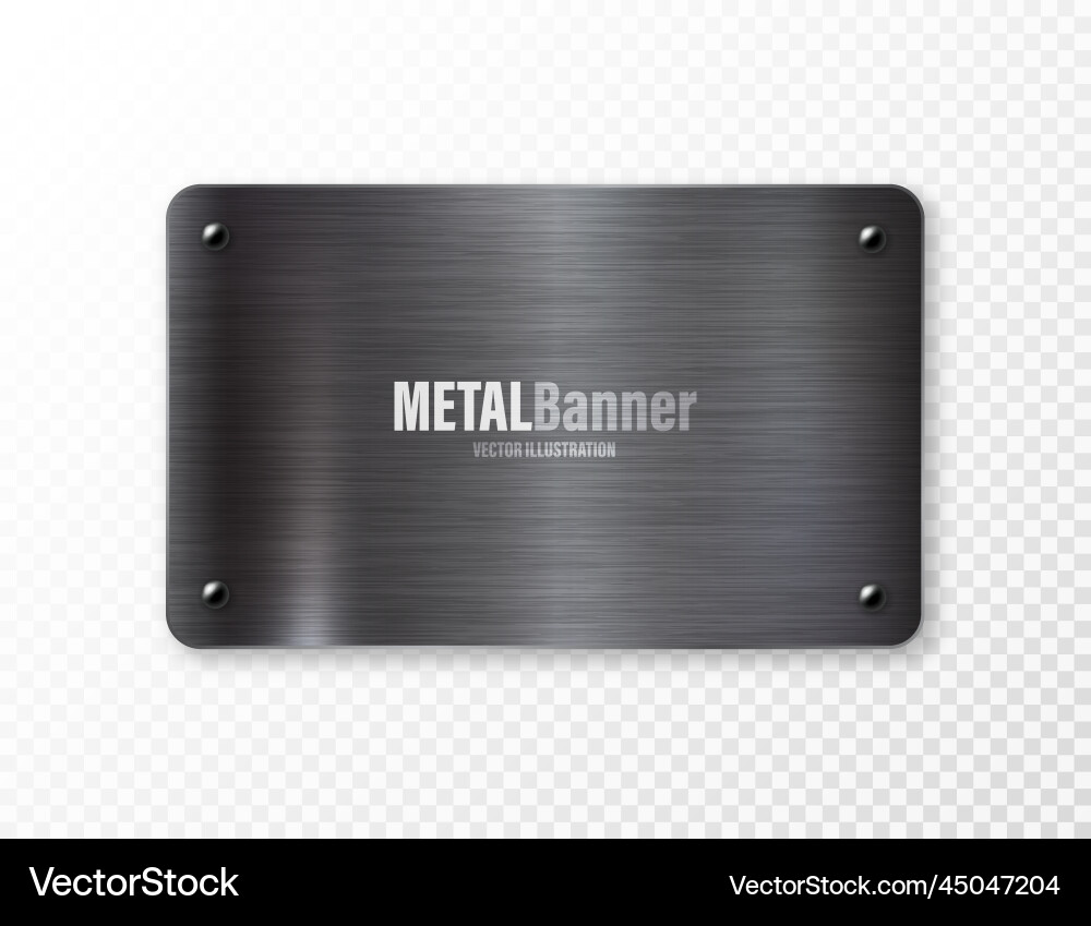Realistic black metal banners collection brushed Vector Image