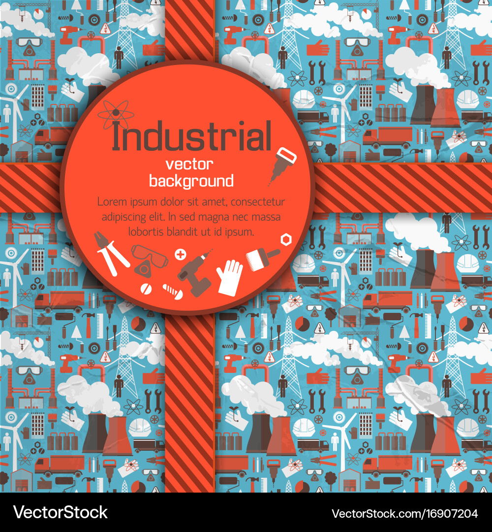 Red round placard and industrial background Vector Image