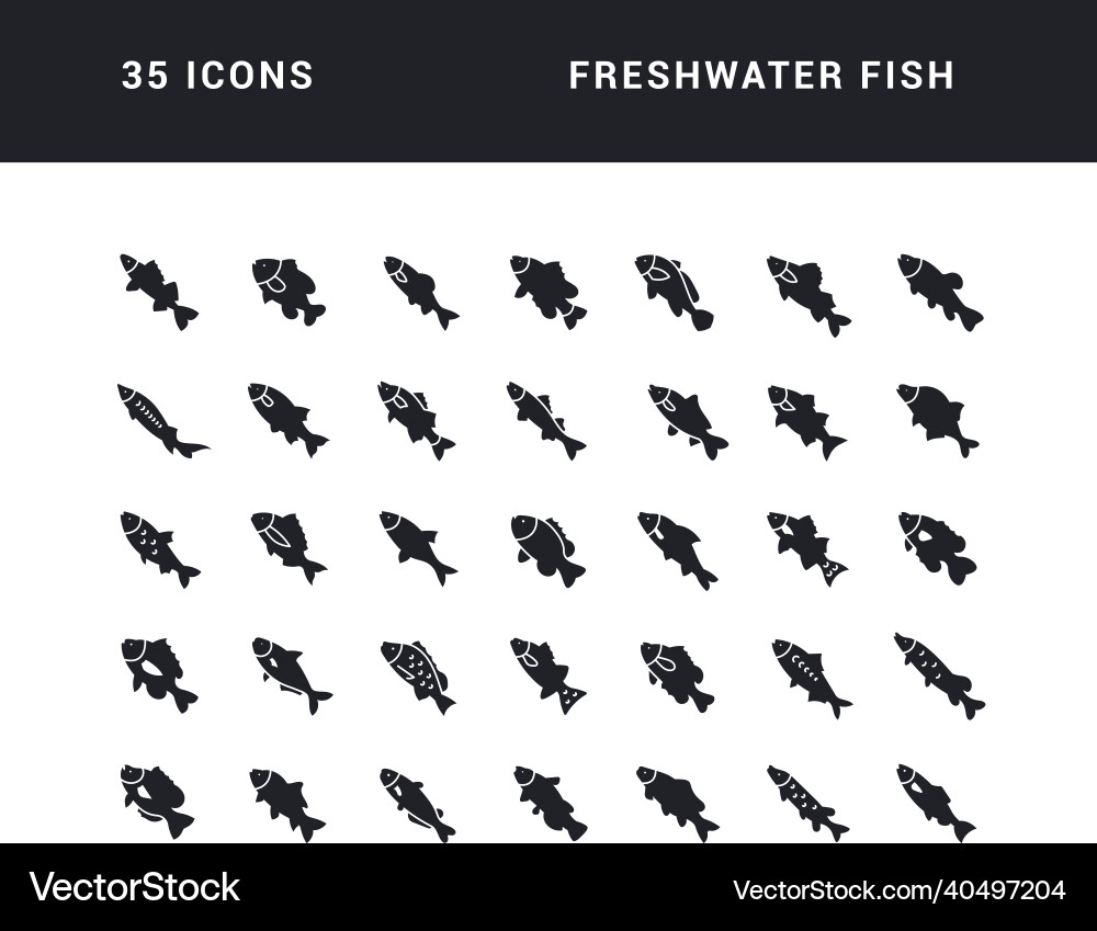 Set of simple icons freshwater fish Royalty Free Vector