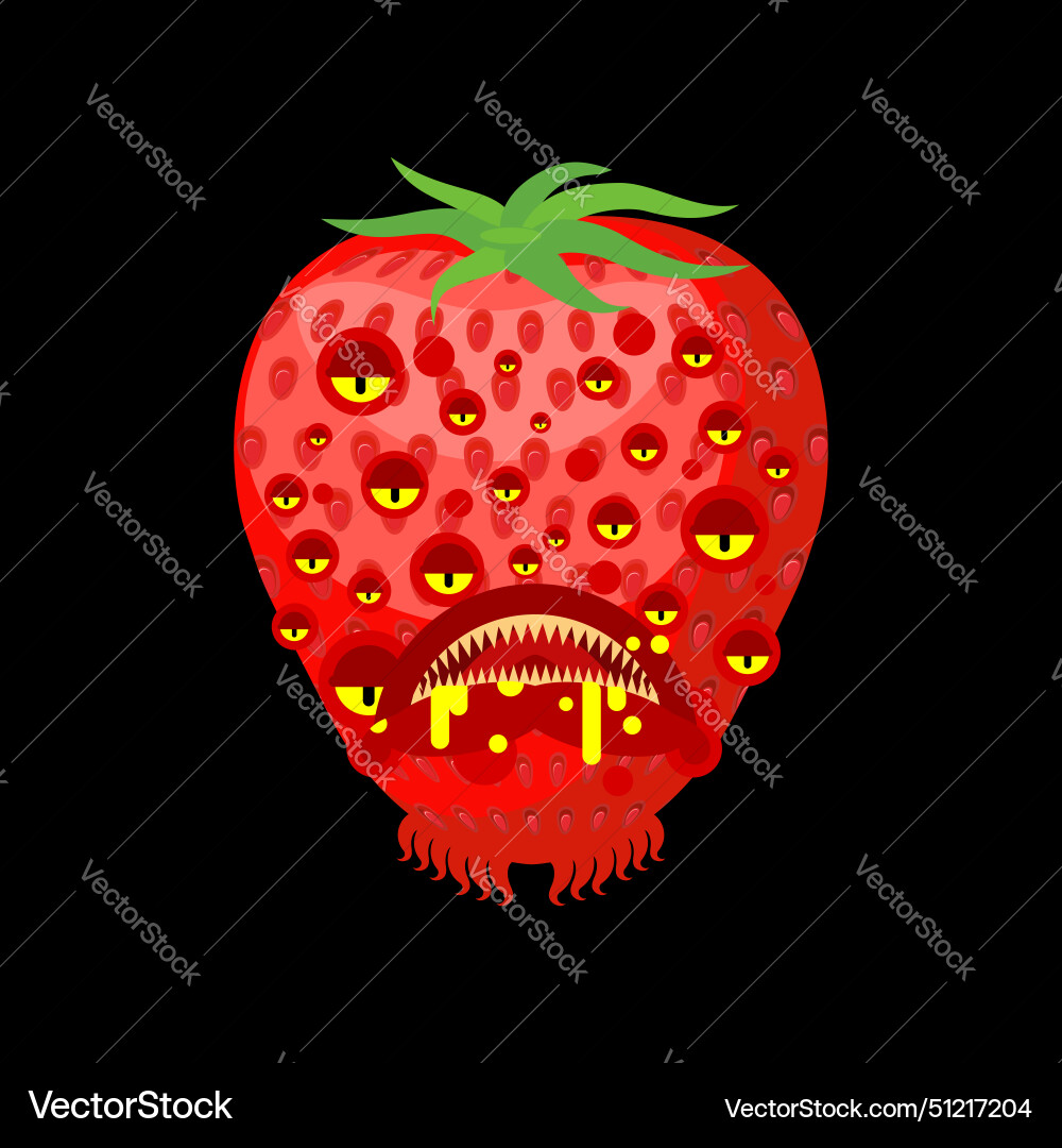 Strawberry monster gmo mutant angry berry Vector Image