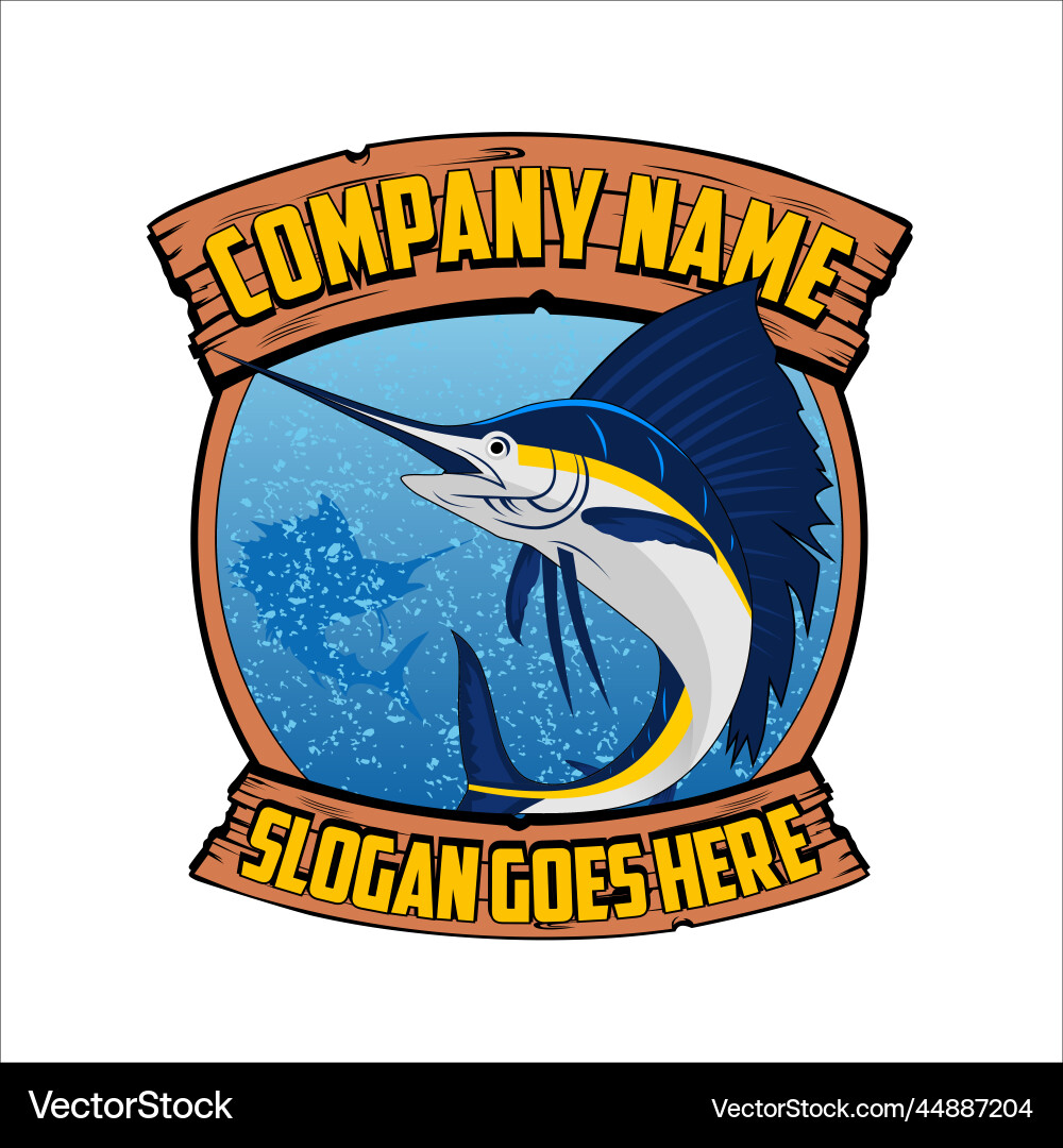 Unique and fresh blue marlin logo template Vector Image