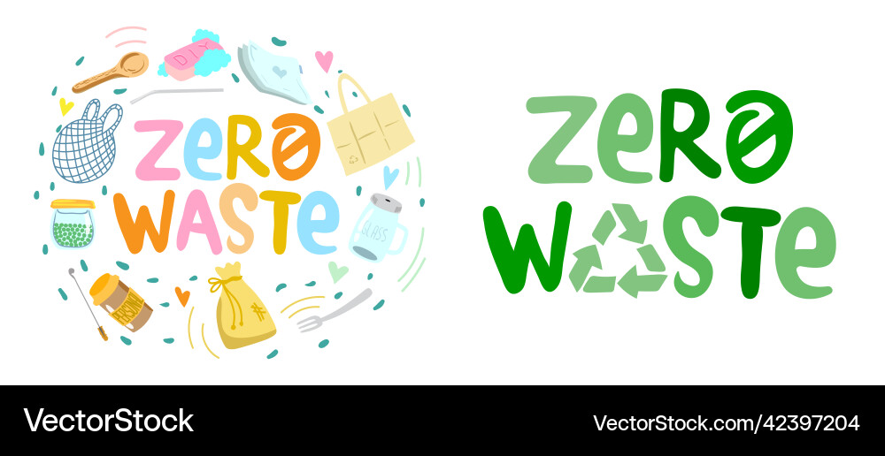 Zero waste set hand drawn Royalty Free Vector Image