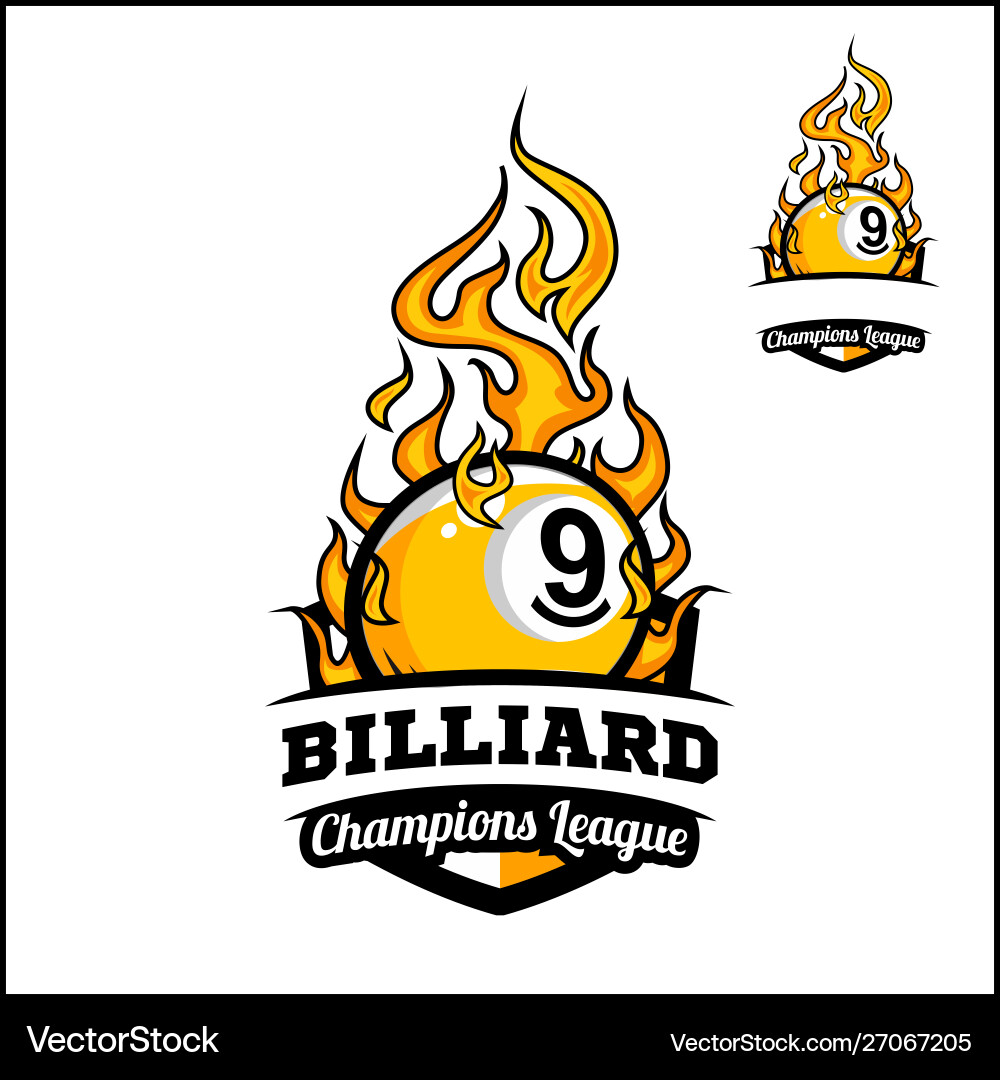 Billiard 9 ball flame badge Royalty Free Vector Image