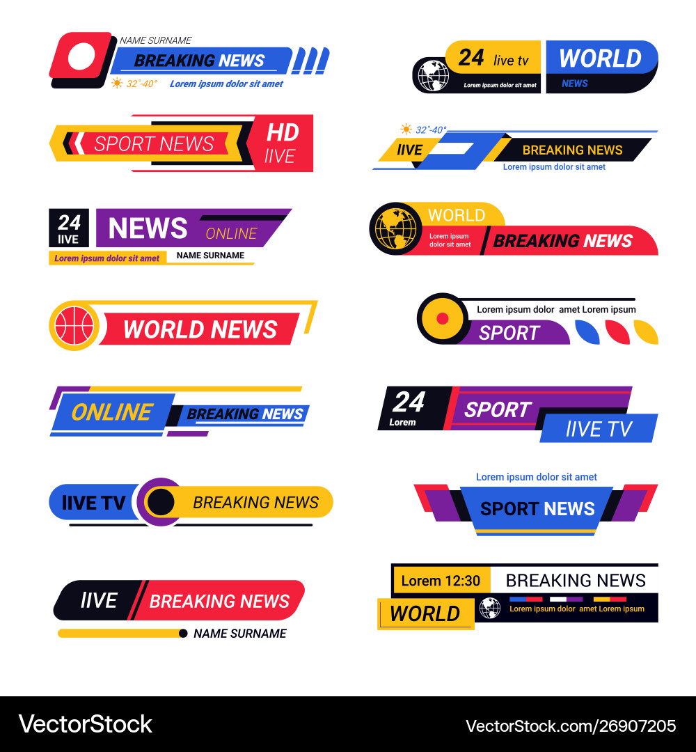 Breaking News TV Headers Royalty Free Vector Image