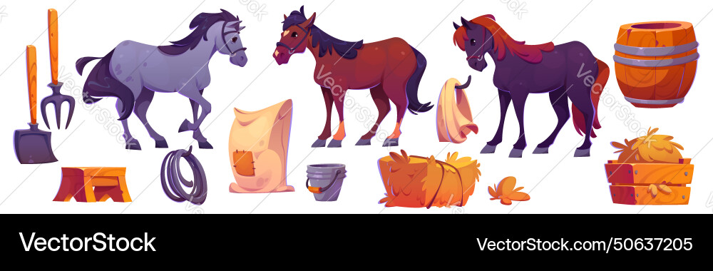 Horse stable design set on white background Vector Image