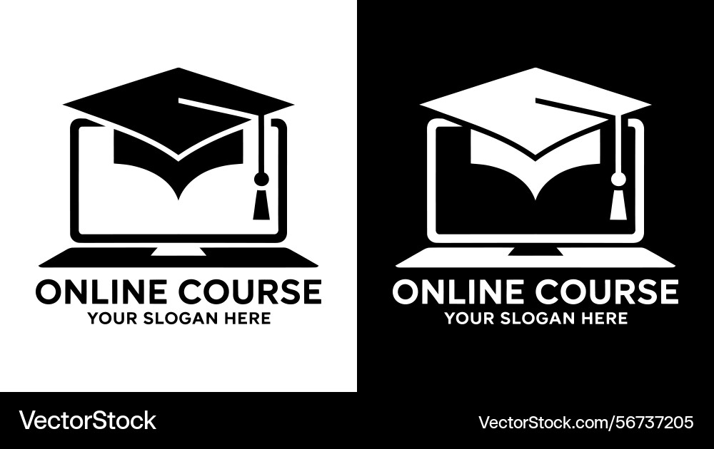 Modern online course e-learning branding logo Vector Image