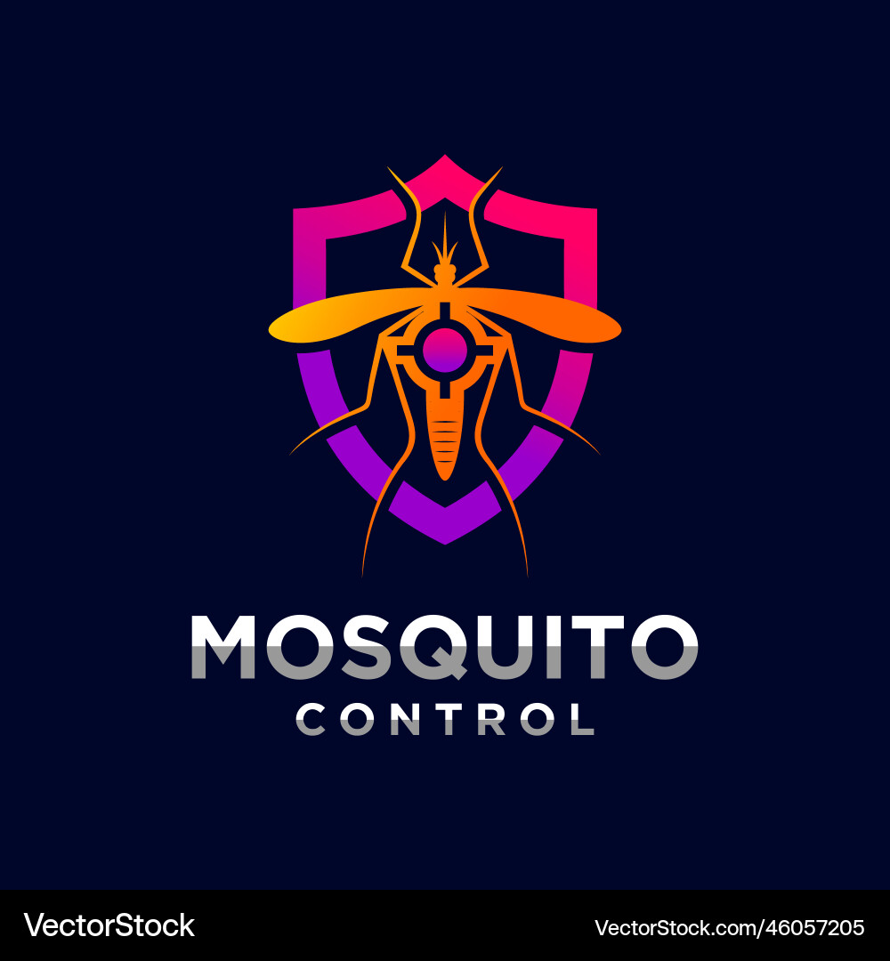 Mosquito Control Shield Logo Royalty Free Vector Image