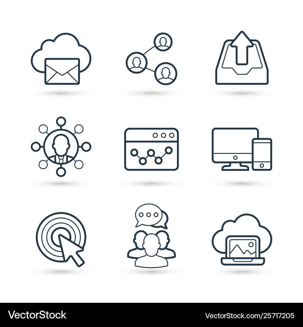 SEO & Digital Marketing Icon Pack Royalty Free Vector