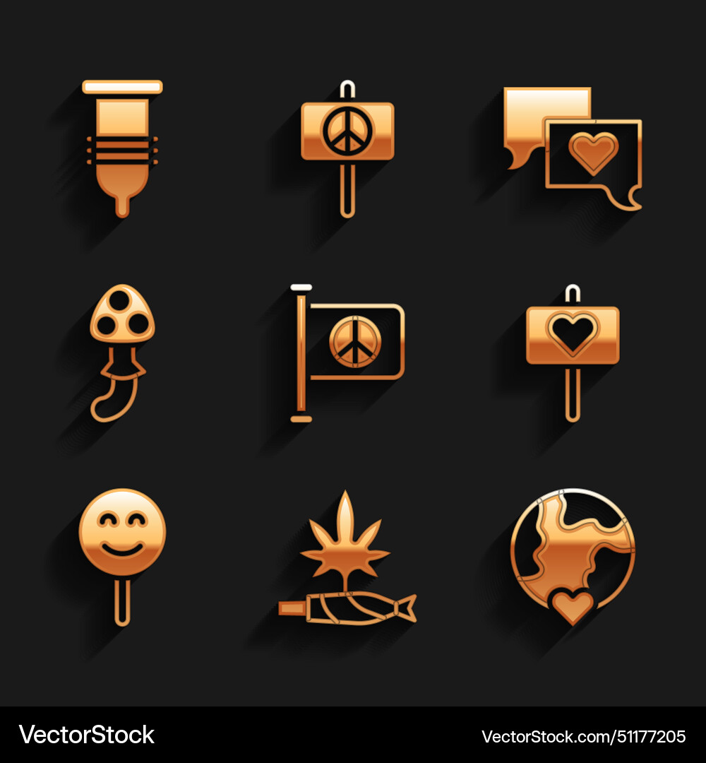 Set flag peace marijuana joint spliff the heart Vector Image