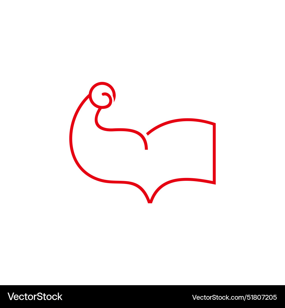 Strong arm body building book learning symbol Vector Image