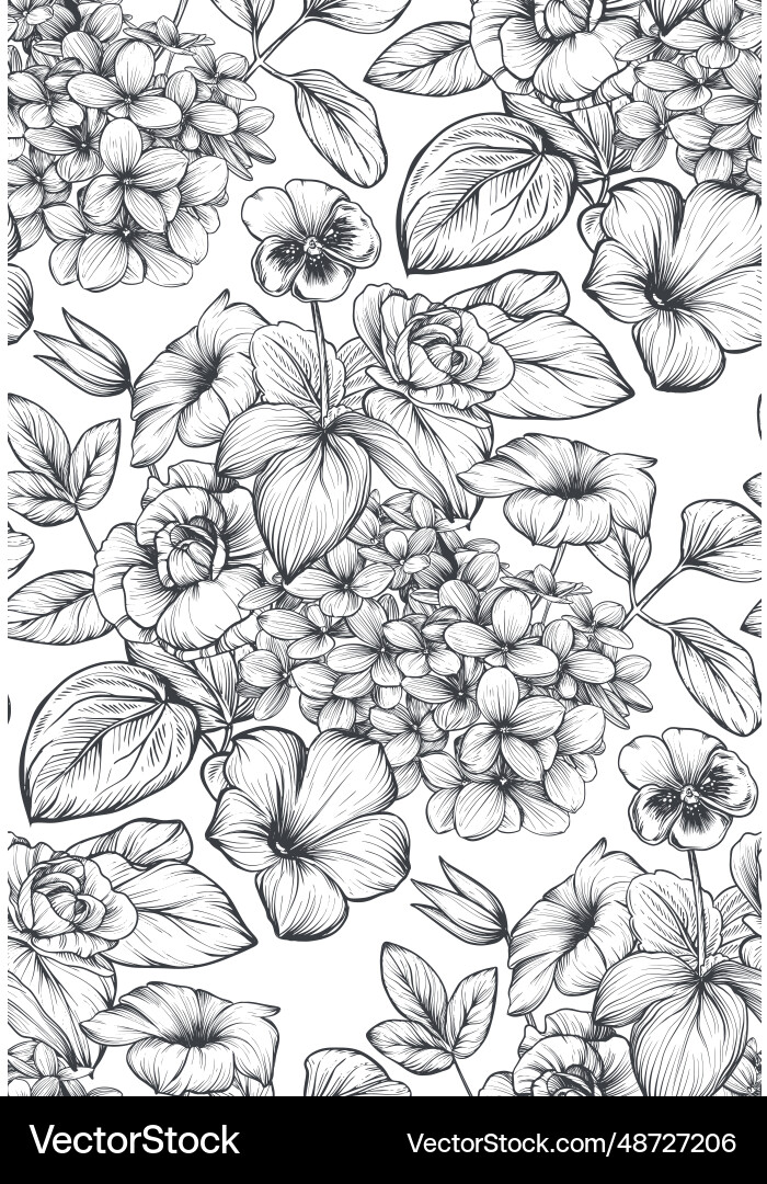 Beautiful hand drawn seamless pattern Royalty Free Vector