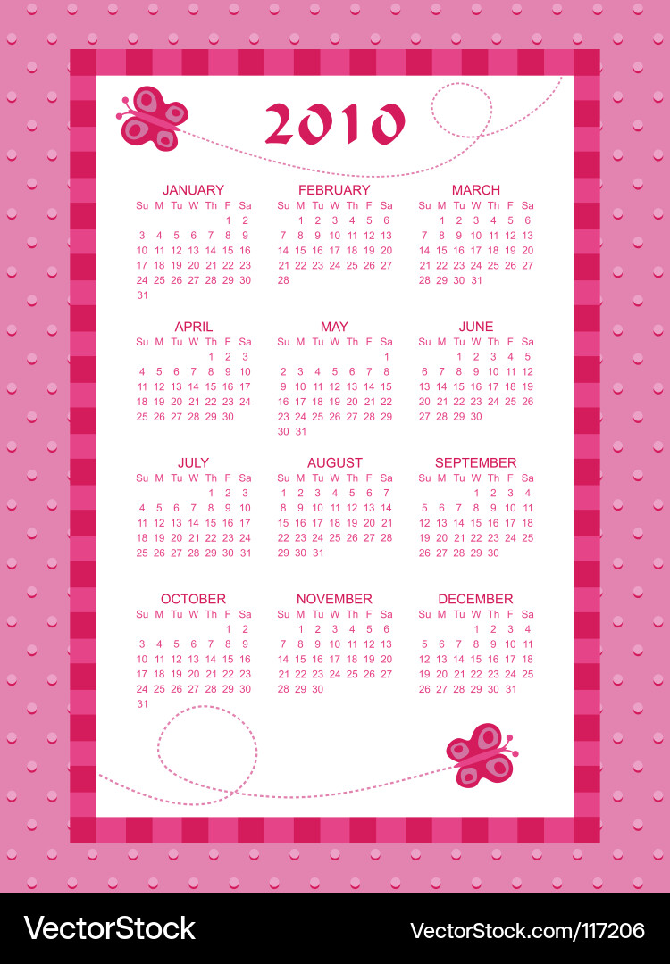 Calender for 2010 Royalty Free Vector Image - VectorStock