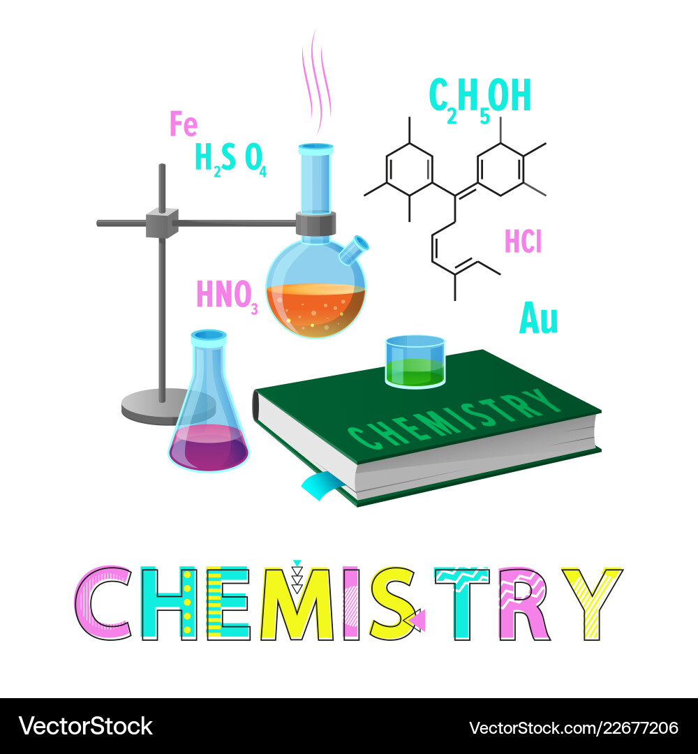 Chemistry items subject poster Royalty Free Vector Image